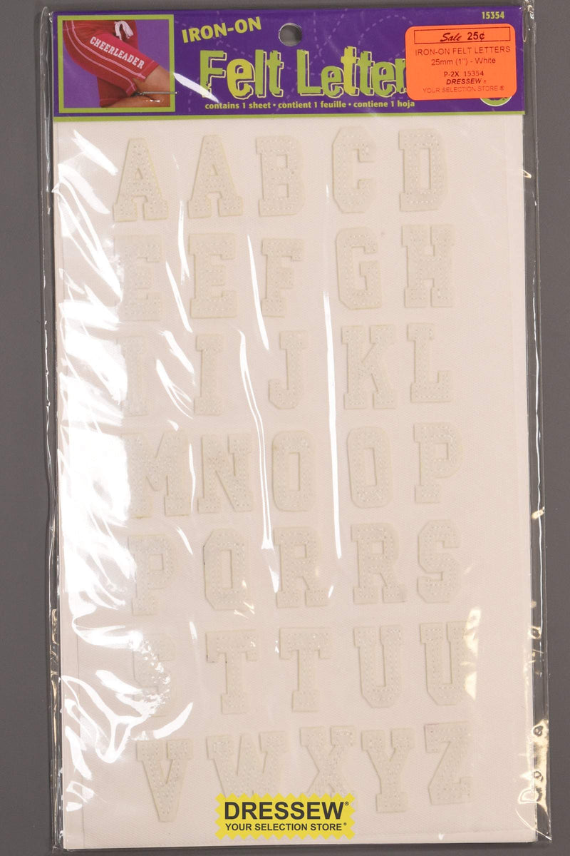 Iron-On Felt Letters 25mm (1") White – Dressew Supply Ltd.